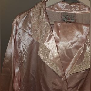 Allison Rhea | Intimates & Sleepwear | Vintage Pink Satin Embroidered ...